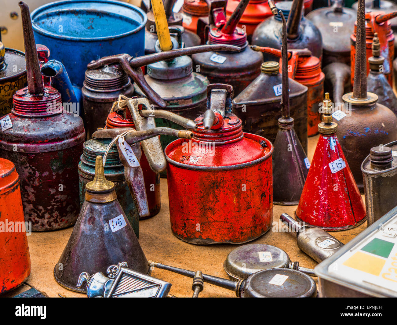 Old Oil Cans Stock Photo - Alamy
