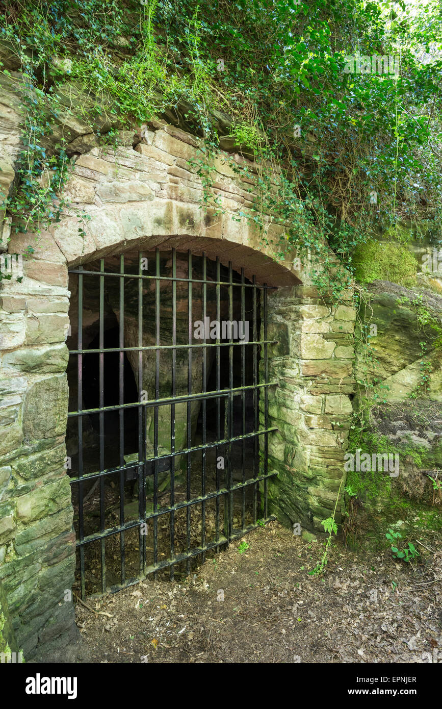 Entrance to caves below Beeston castle in Cheshire, England Stock Photo ...