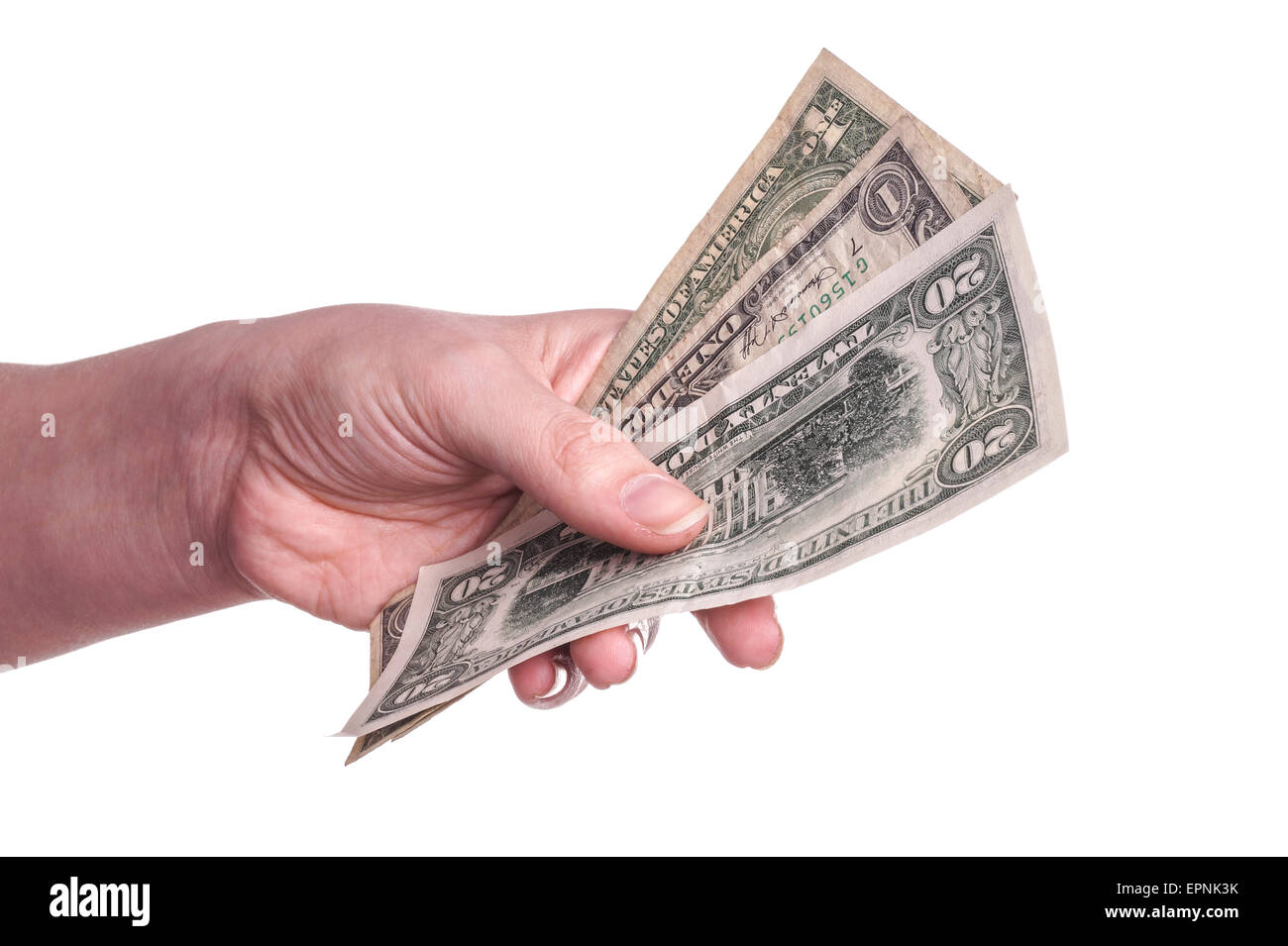 Hands holding money. Ready to pay, give and receive. isolated on White ...