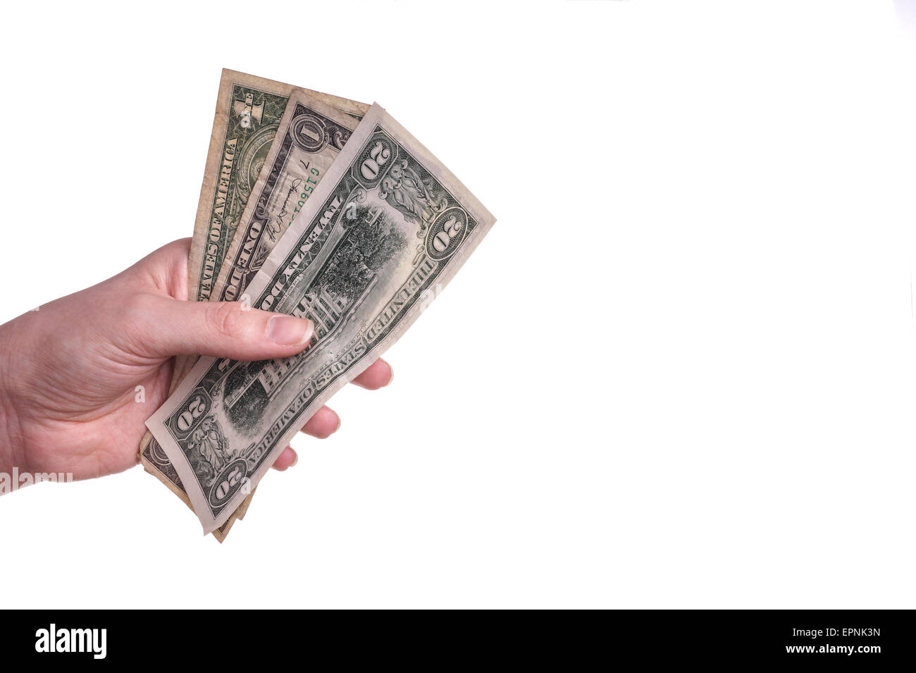 Hands holding money. Ready to pay, give and receive. isolated on White ...