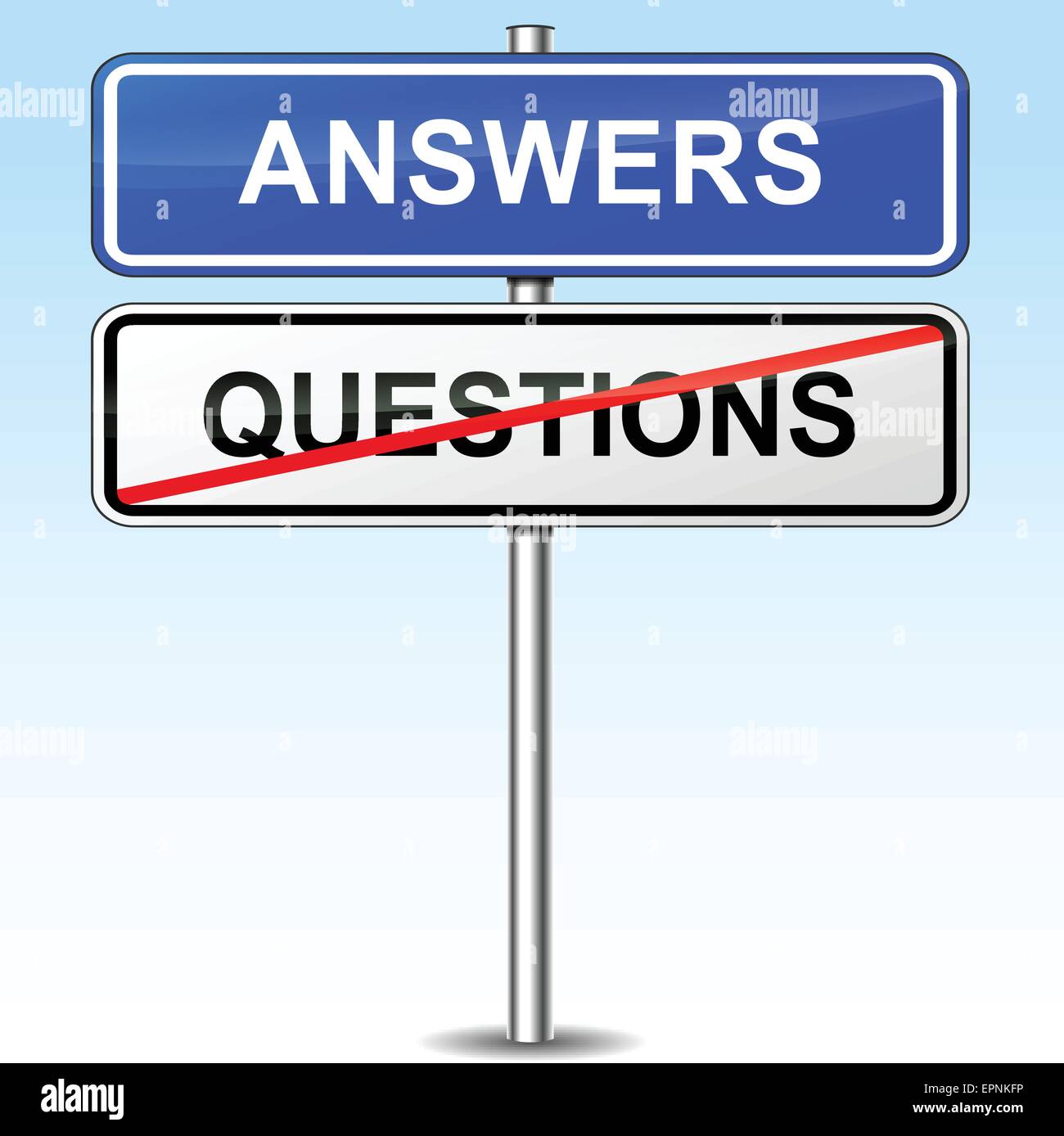 illustration of blue and white sign for answers Stock Vector Image ...