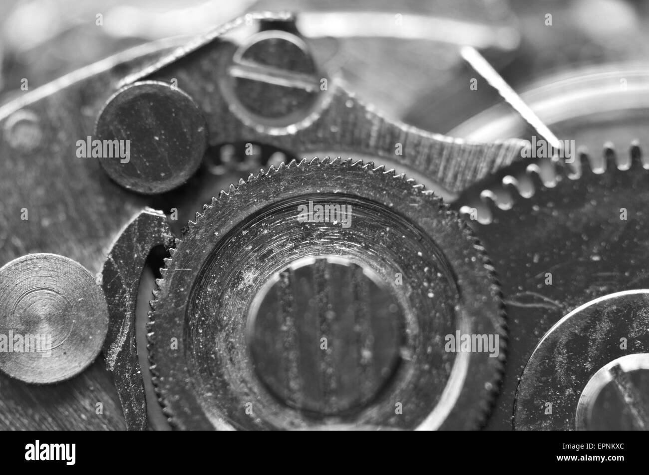 Mechanism of a clock Black and White Stock Photos & Images - Alamy