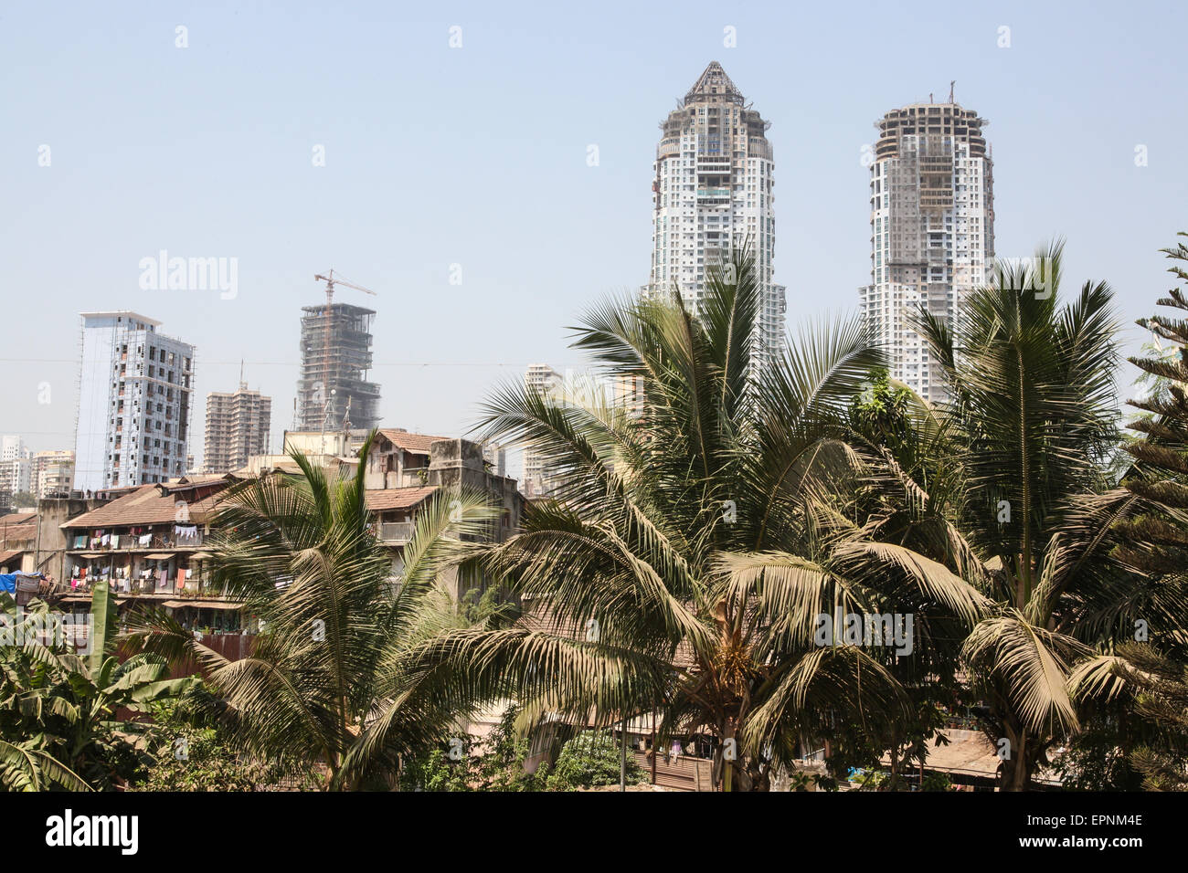 On right construction of the twin "Imperial Towers", each has 60 floors ...