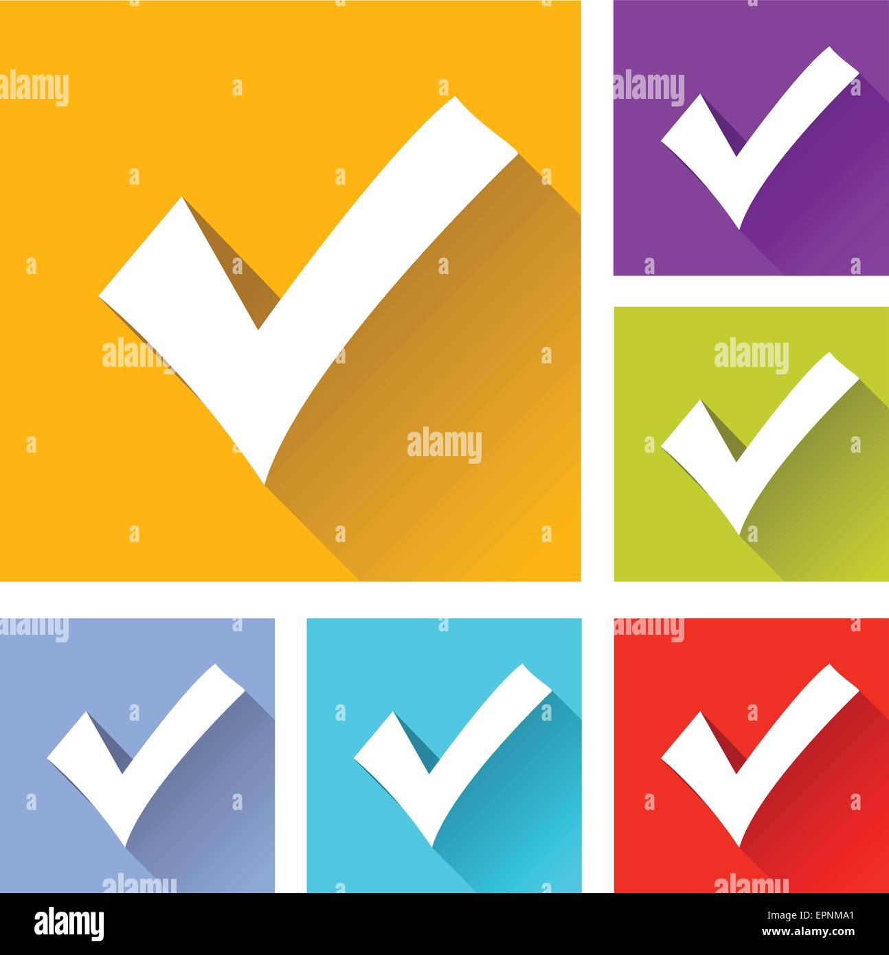 illustration of flat design set icons for checkmark Stock Vector Image ...