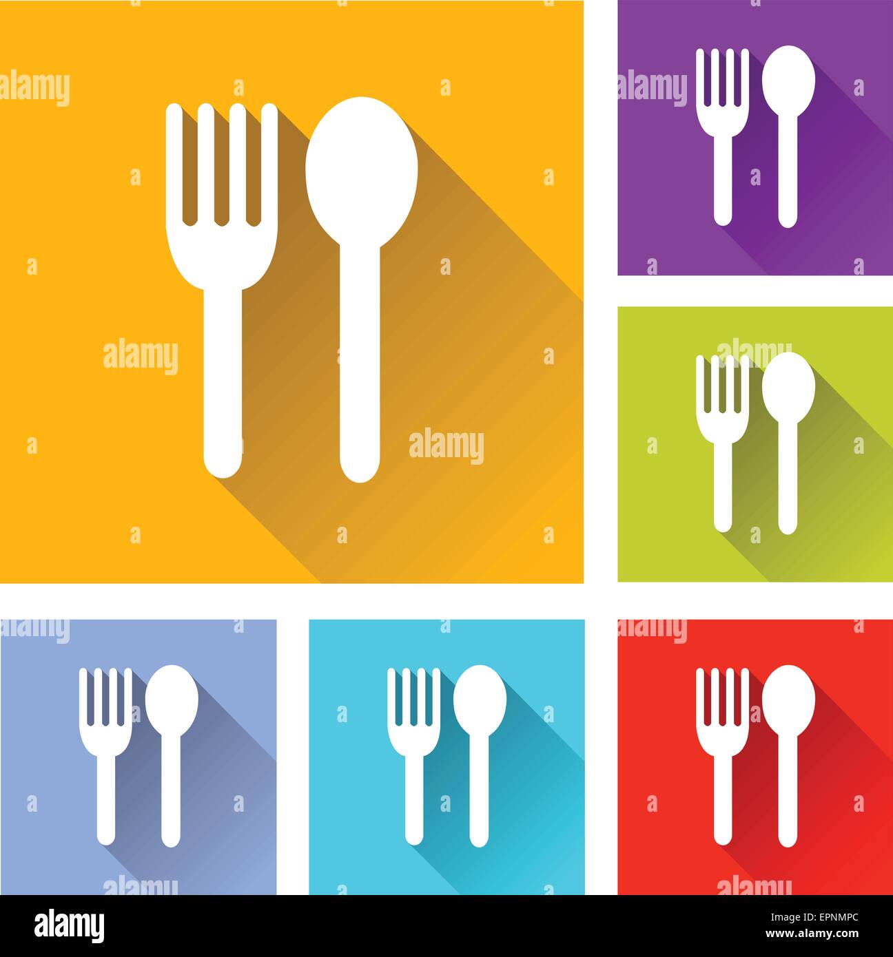 illustration of flat design set icons for restaurant Stock Vector Image ...