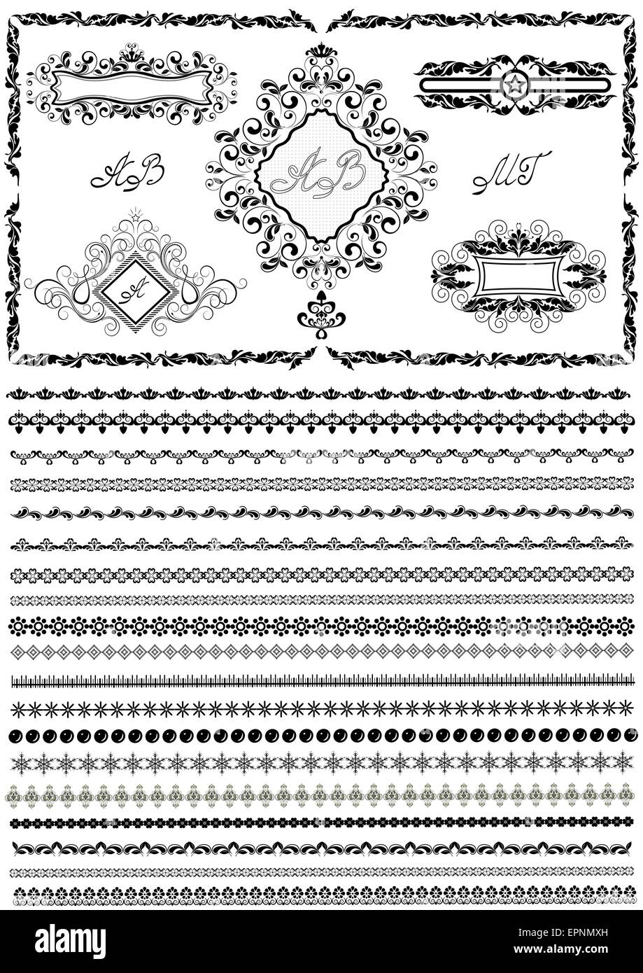 Graphic frame, banners and border for design pages and documents Stock ...