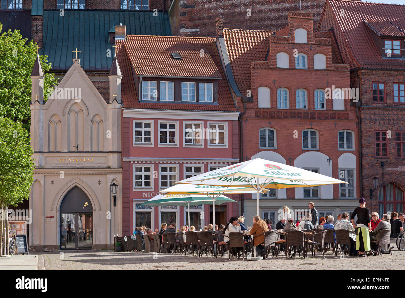 restaurant, old market, Stralsund, Mecklenburg-West Pomerania, Germany ...