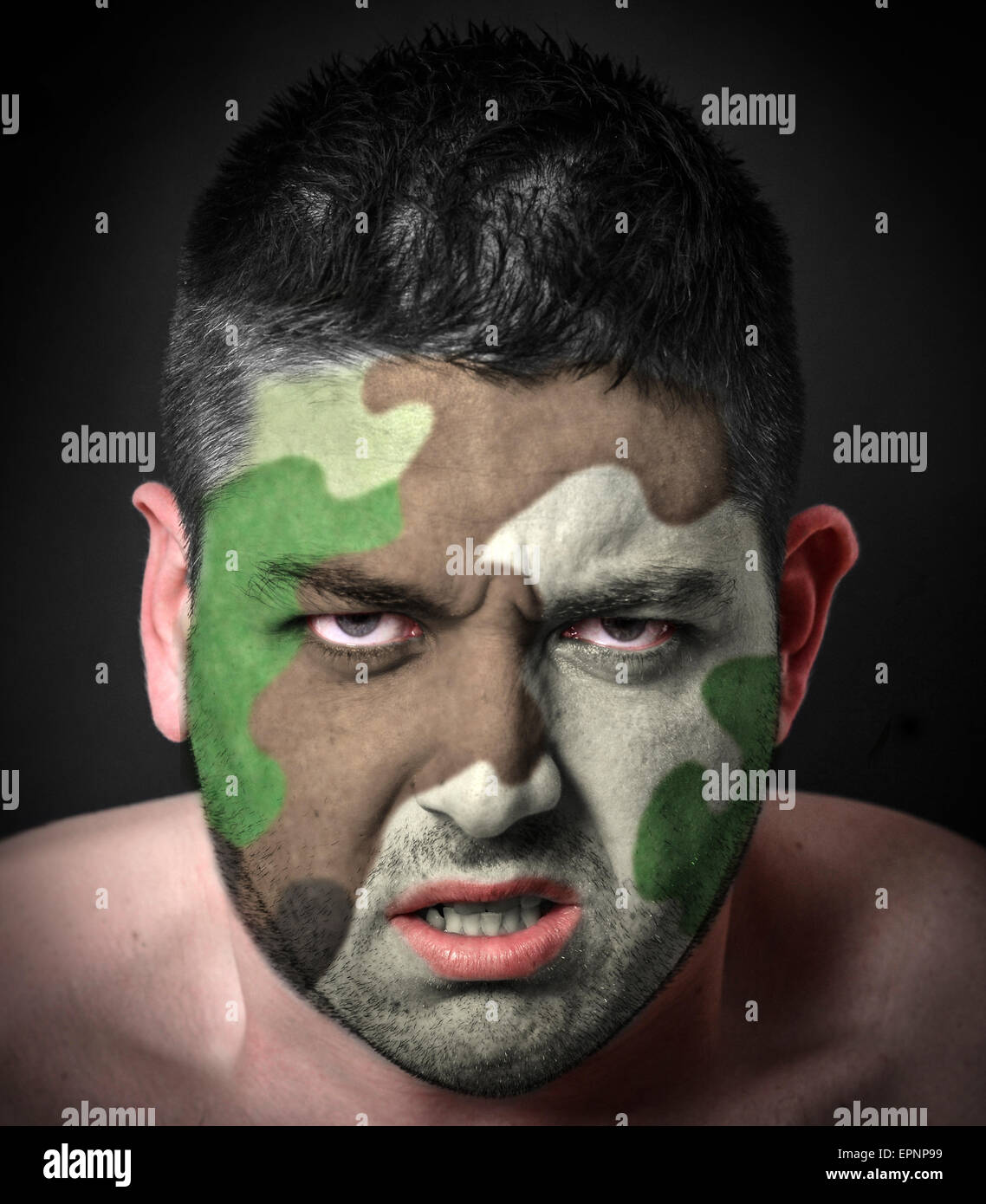 Portrait of angry soldier Stock Photo - Alamy