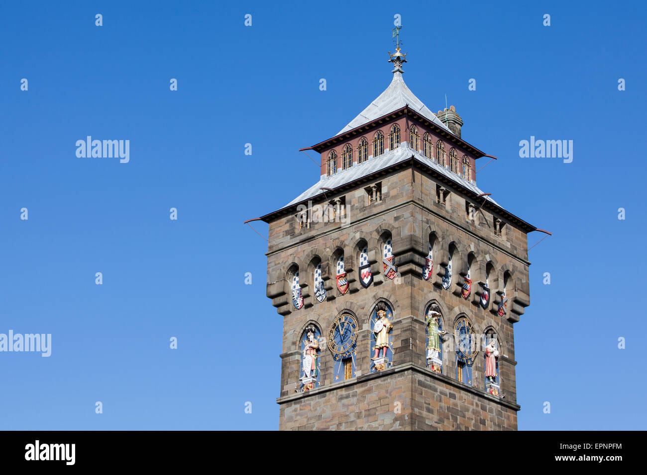 Ornate Clock Tower Cardiff Castle Stock Photos & Ornate Clock Tower ...
