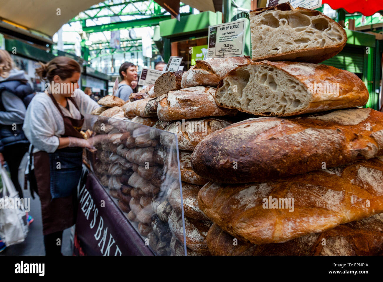 Freshly Made Bread For Sale At Borough Market, London Bridge Area ...