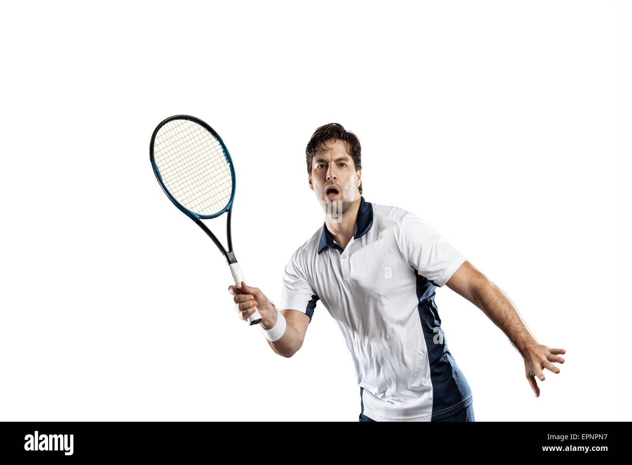 Tennis player on a white background Stock Photo - Alamy