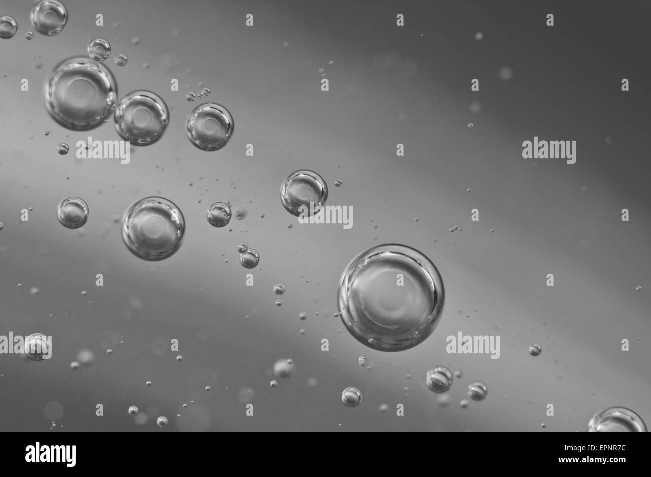 Macro Oxygen bubbles in water on black white background, concept such ...