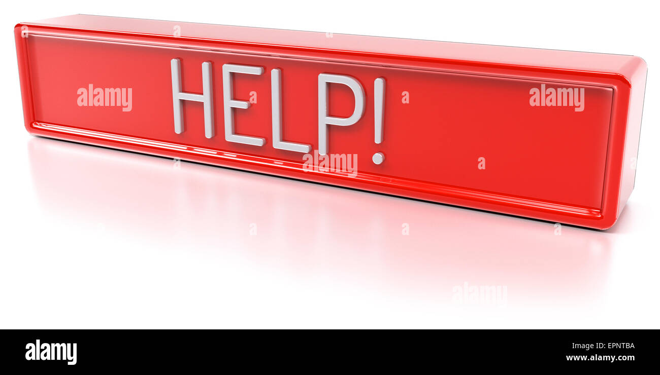Help - Red banner with text - Isolated 3D Render Stock Photo - Alamy