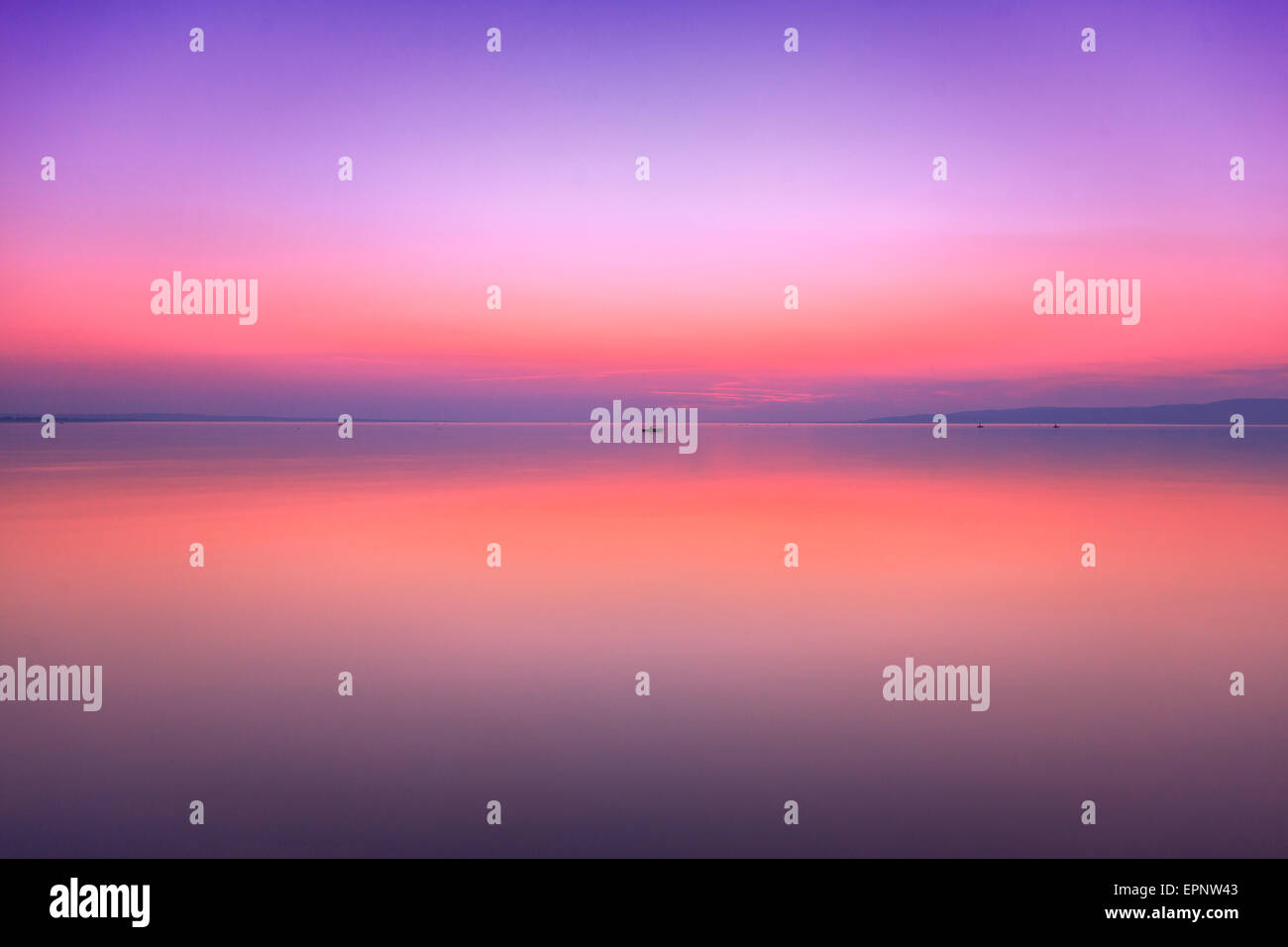 Beautiful sunset in lake Balaton-Hungary.Minimal color style Stock ...