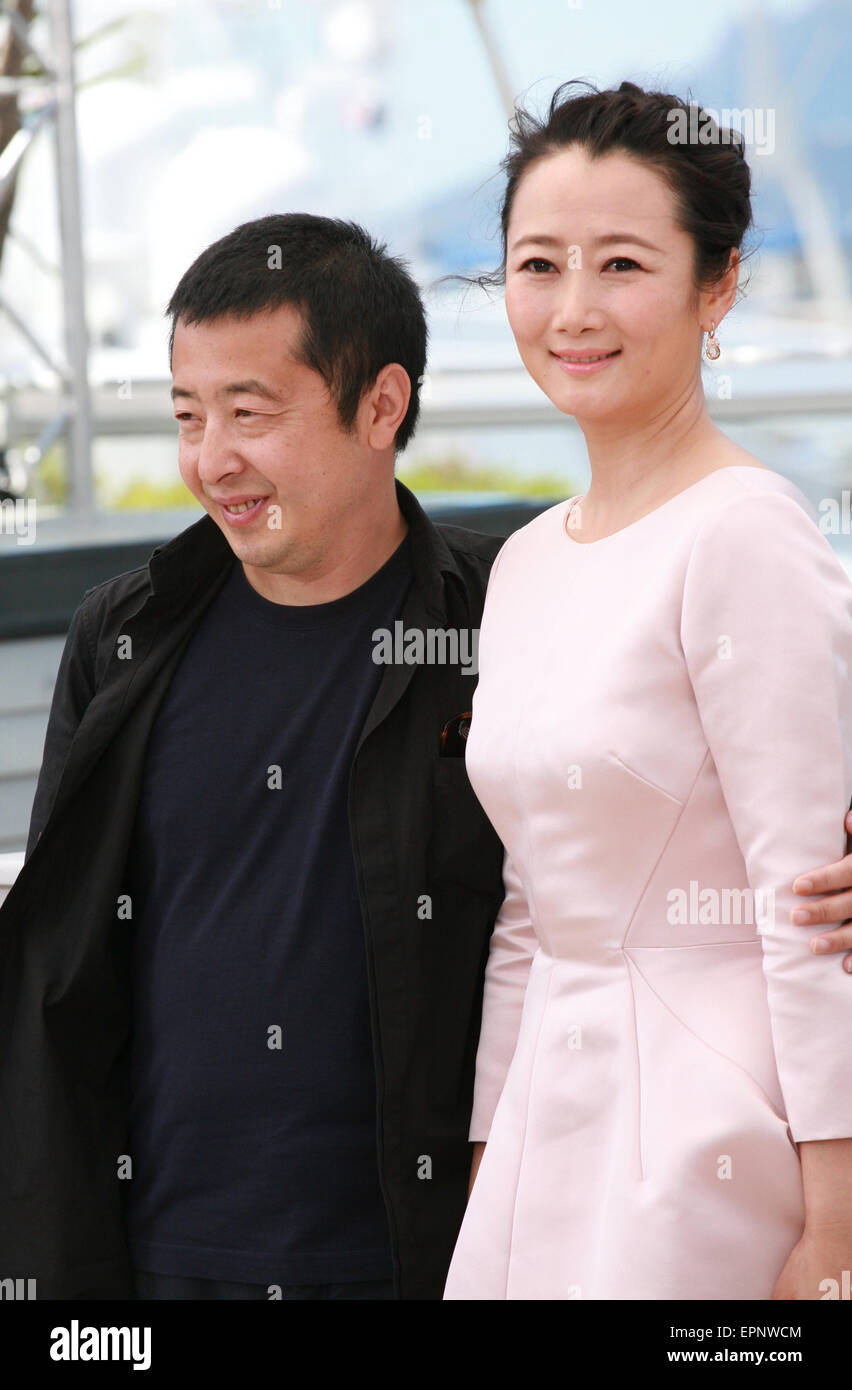 Cannes, France. 20th May, 2015. Director Jia Zhang-Ke, and actress Zhao Tao at the Mountains May ...