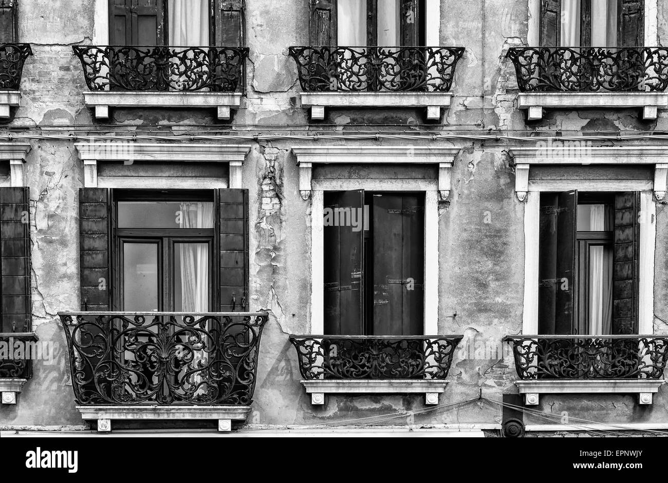 Shutters italian building detail Black and White Stock Photos & Images - Alamy