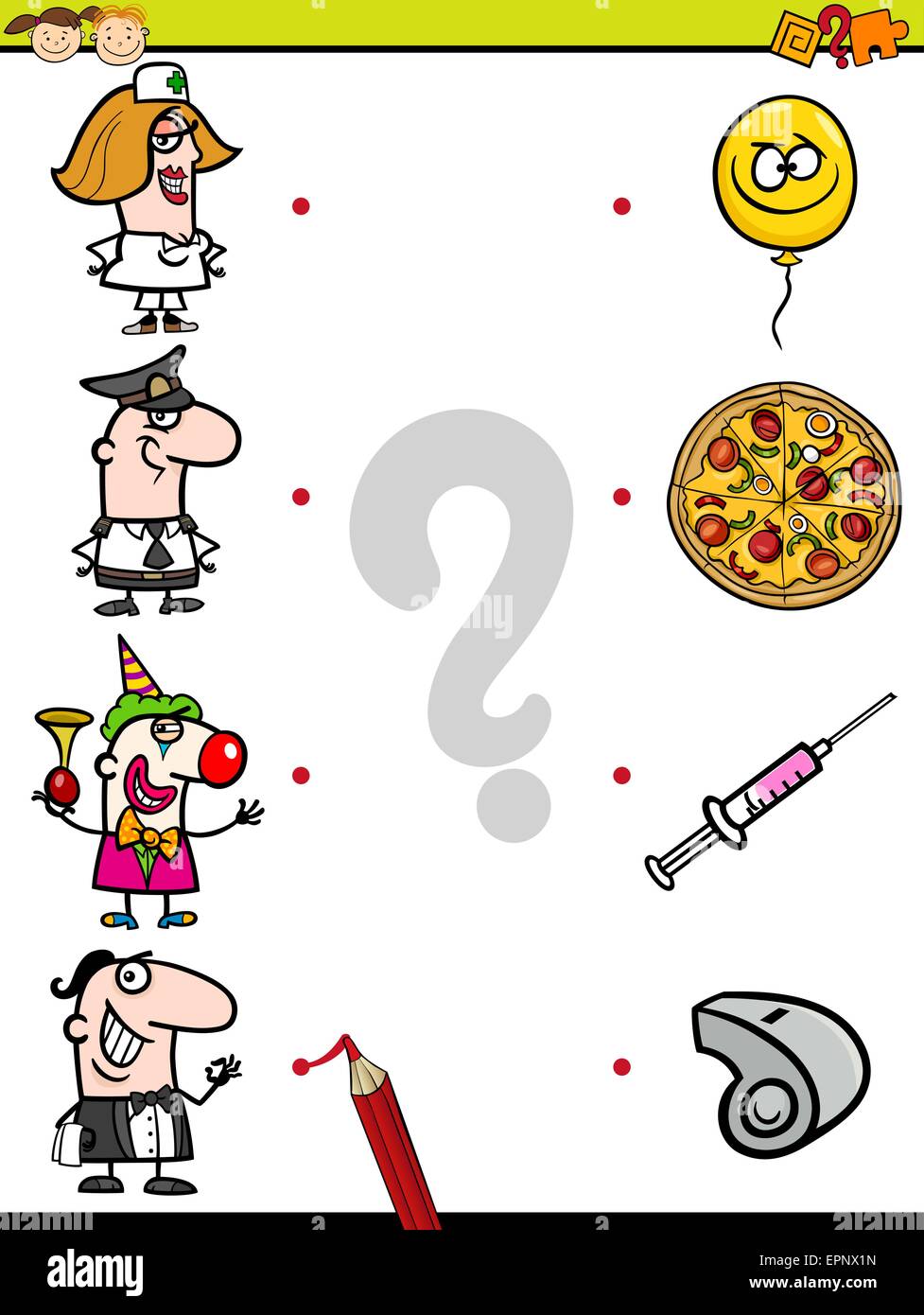 Cartoon Illustration of Education Element Matching Game for Preschool ...