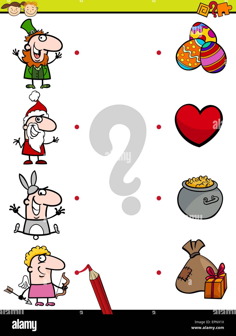 Cartoon Illustration of Education Element Matching Game for Preschool ...