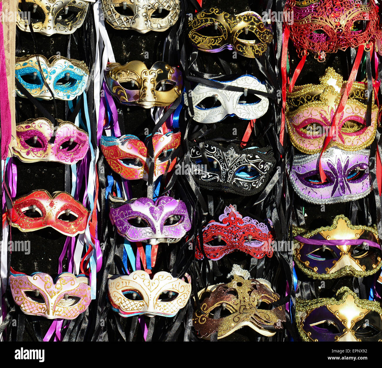 Group of Vintage venetian carnival masks Stock Photo - Alamy