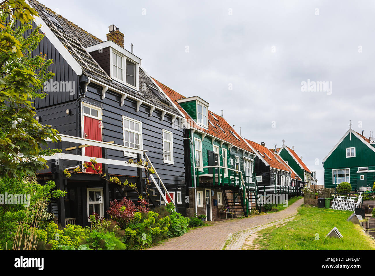 The old historic town of Marken, north of Amsterdam, the Netherlands ...