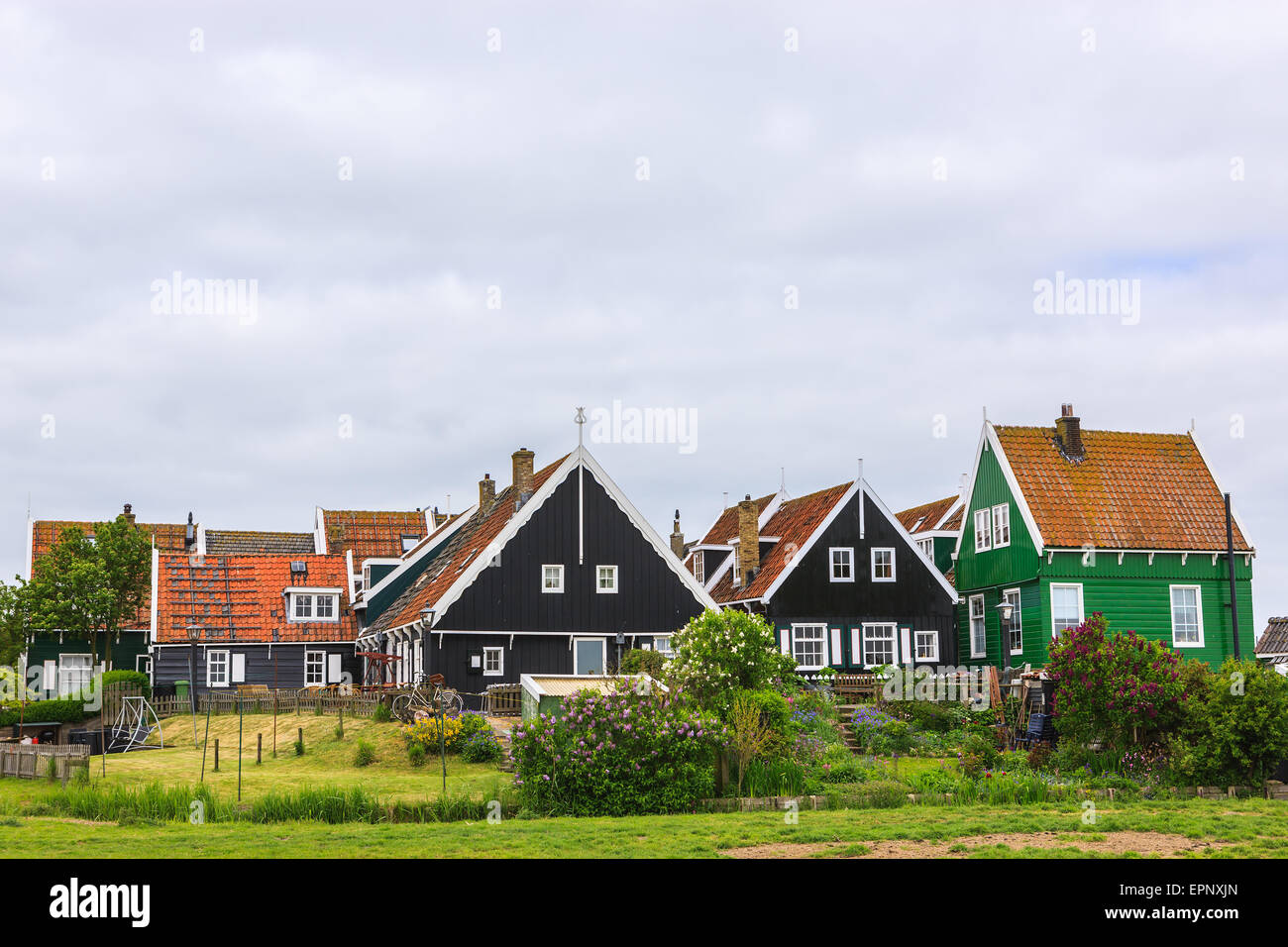 The old historic town of Marken, north of Amsterdam, the Netherlands ...