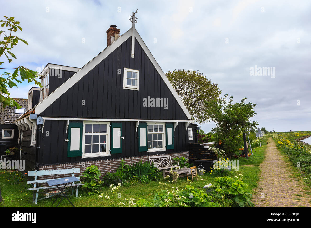 The old historic town of Marken, north of Amsterdam, the Netherlands ...