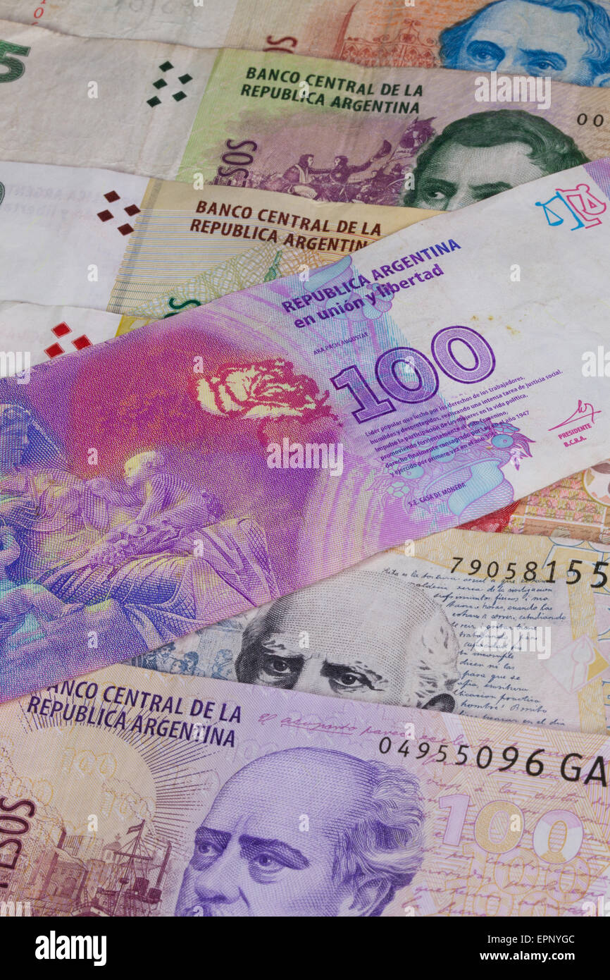 Various banknotes from Argentina on the table Stock Photo - Alamy