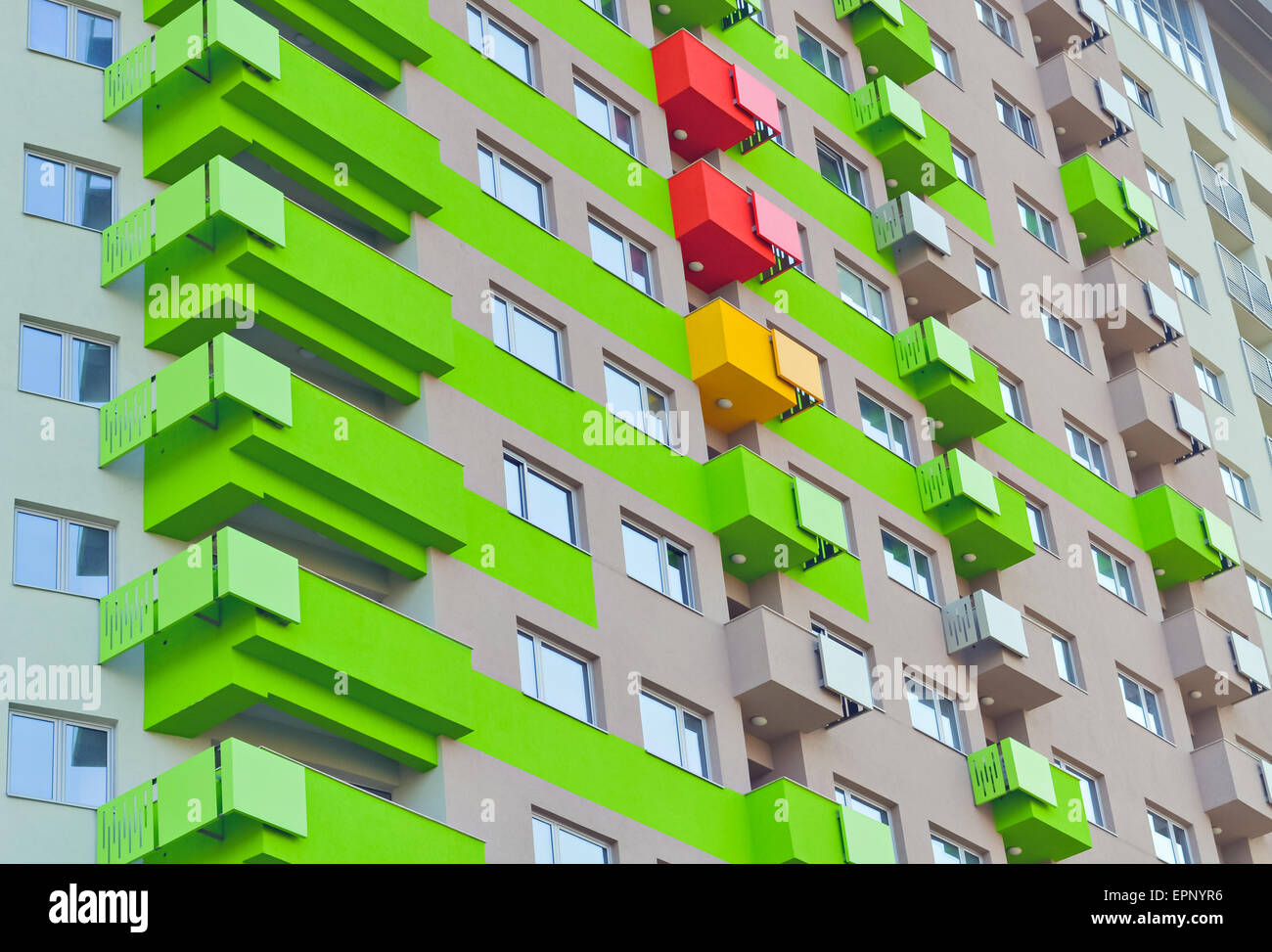 Contemporary architecture and residential building with colorful facade ...