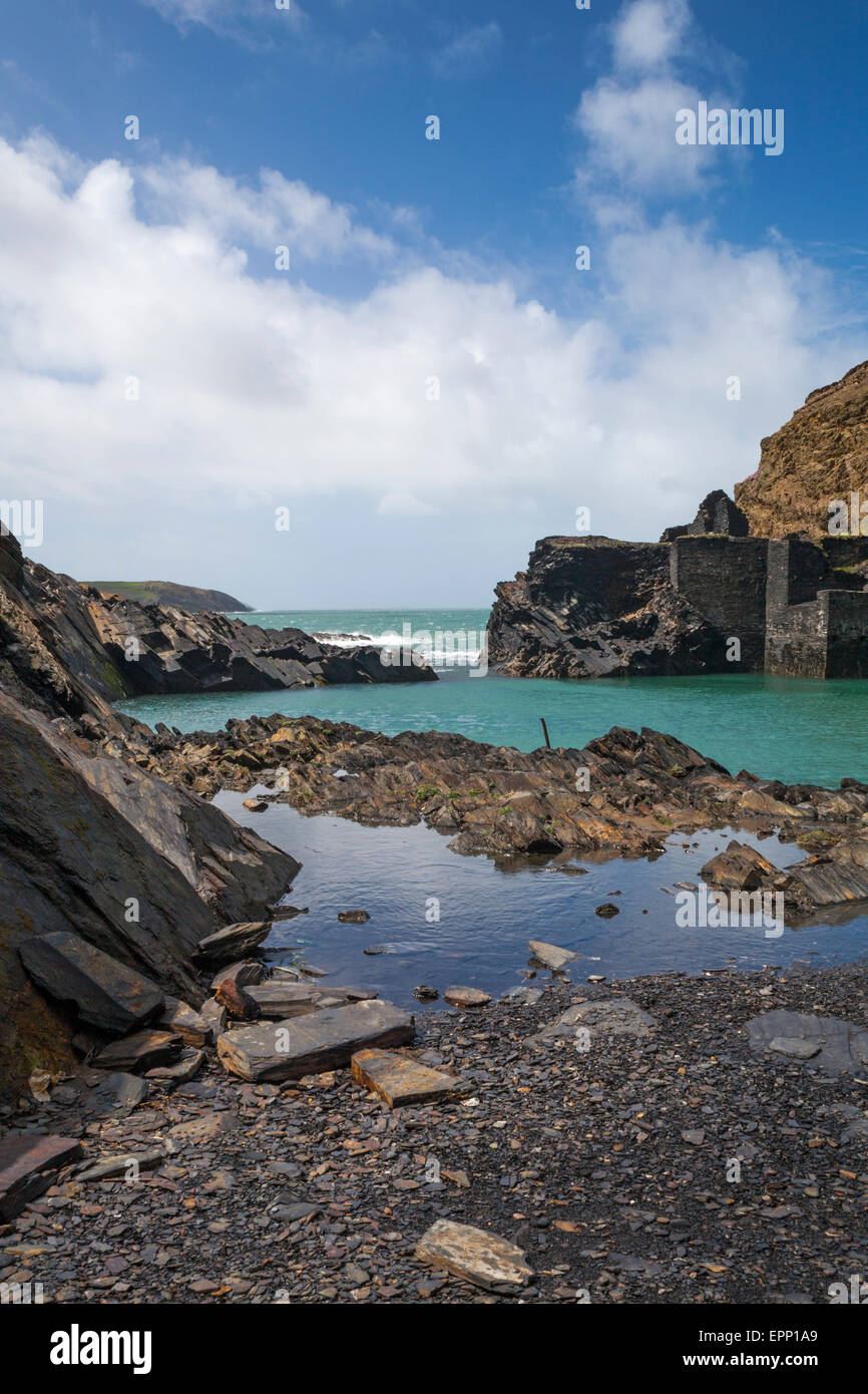 The Blue Lagoon remains of old slate quarry at Abereiddy, Pembrokeshire ...