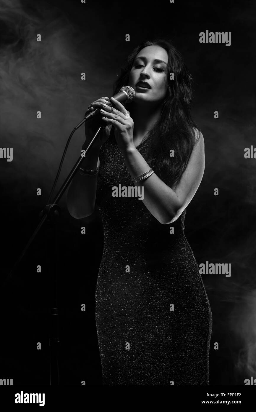 Female country singer Black and White Stock Photos & Images - Alamy