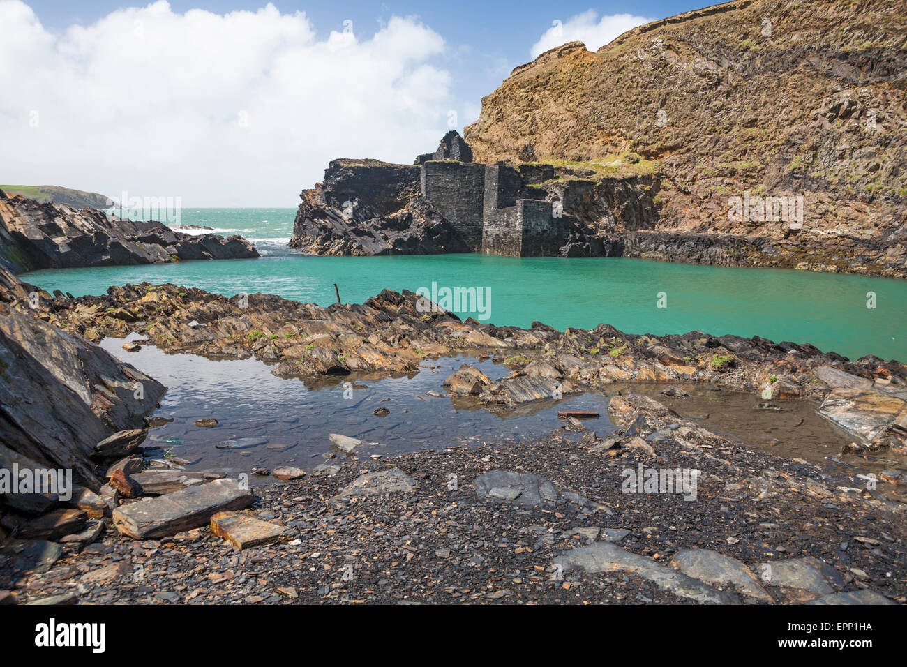 The Blue Lagoon remains of old slate quarry at Abereiddy, Pembrokeshire ...