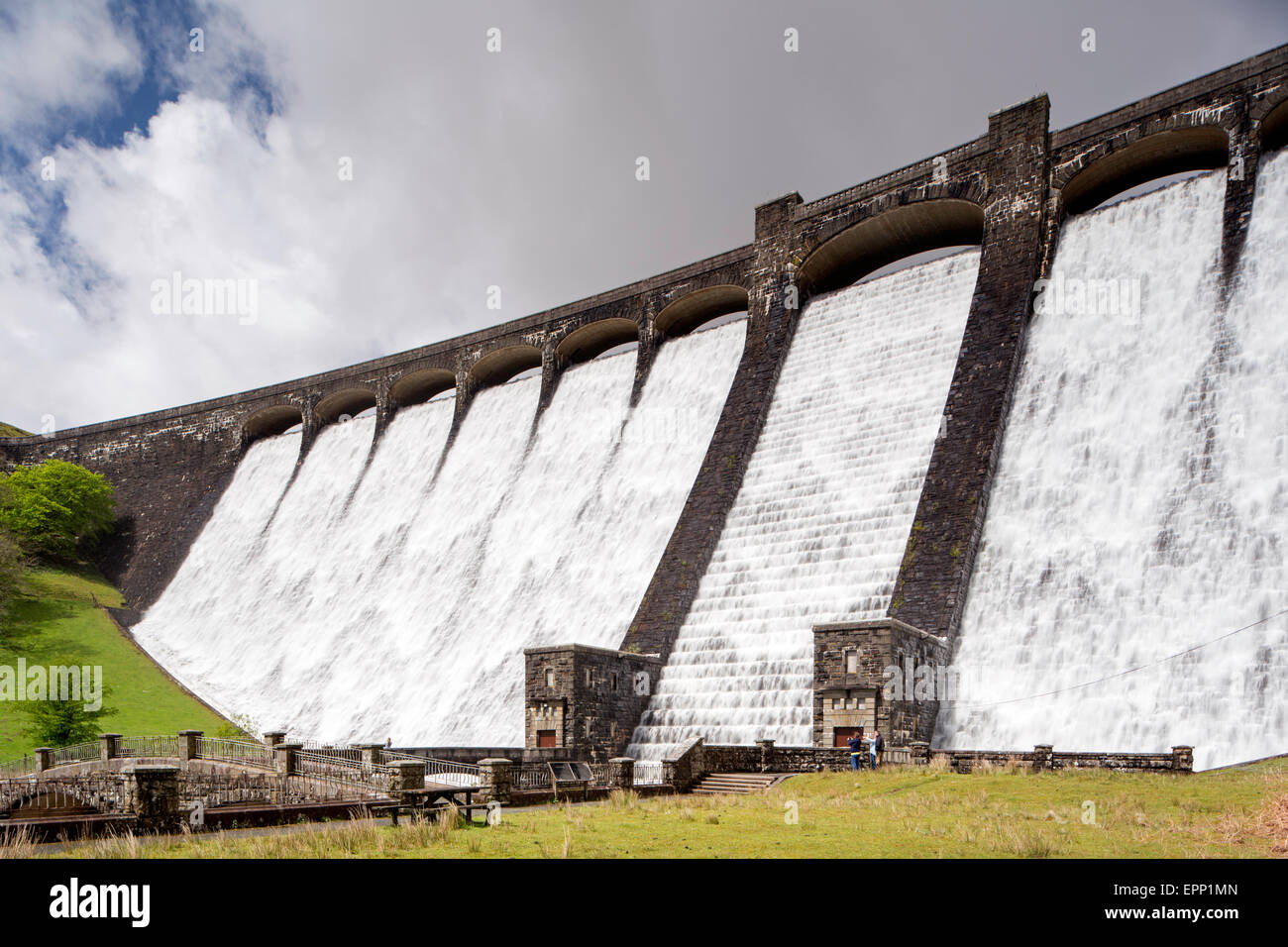 Claerwen Reservoir Dam, Elan Valley near Rhayader, Powys, Mid Wales, UK ...