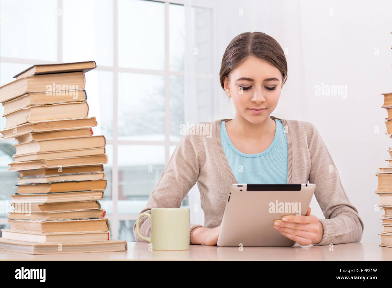 Concept for teenagers in library Stock Photo - Alamy
