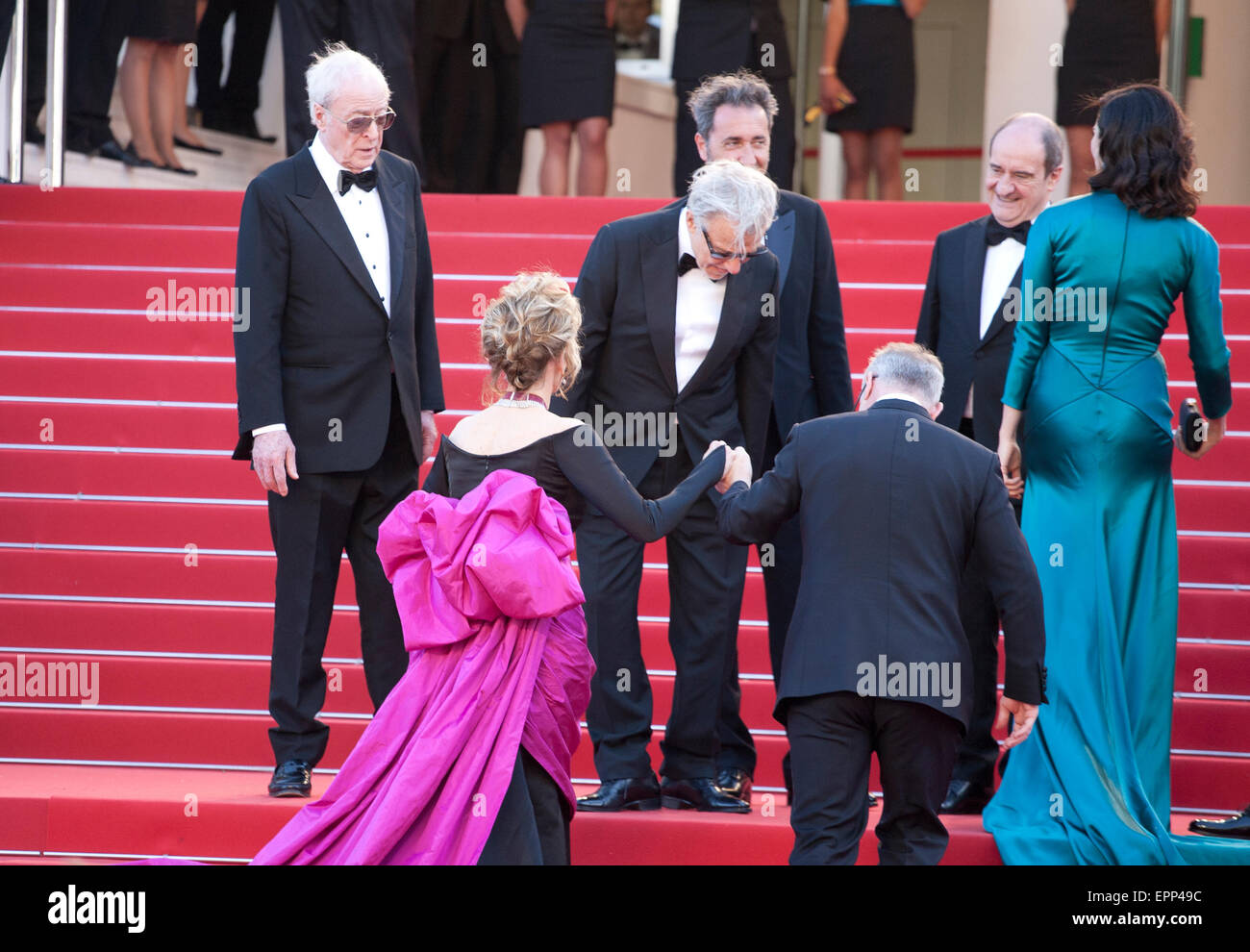 Cannes, France. 20th May, 2015. The cast of Youth on the red steps ...