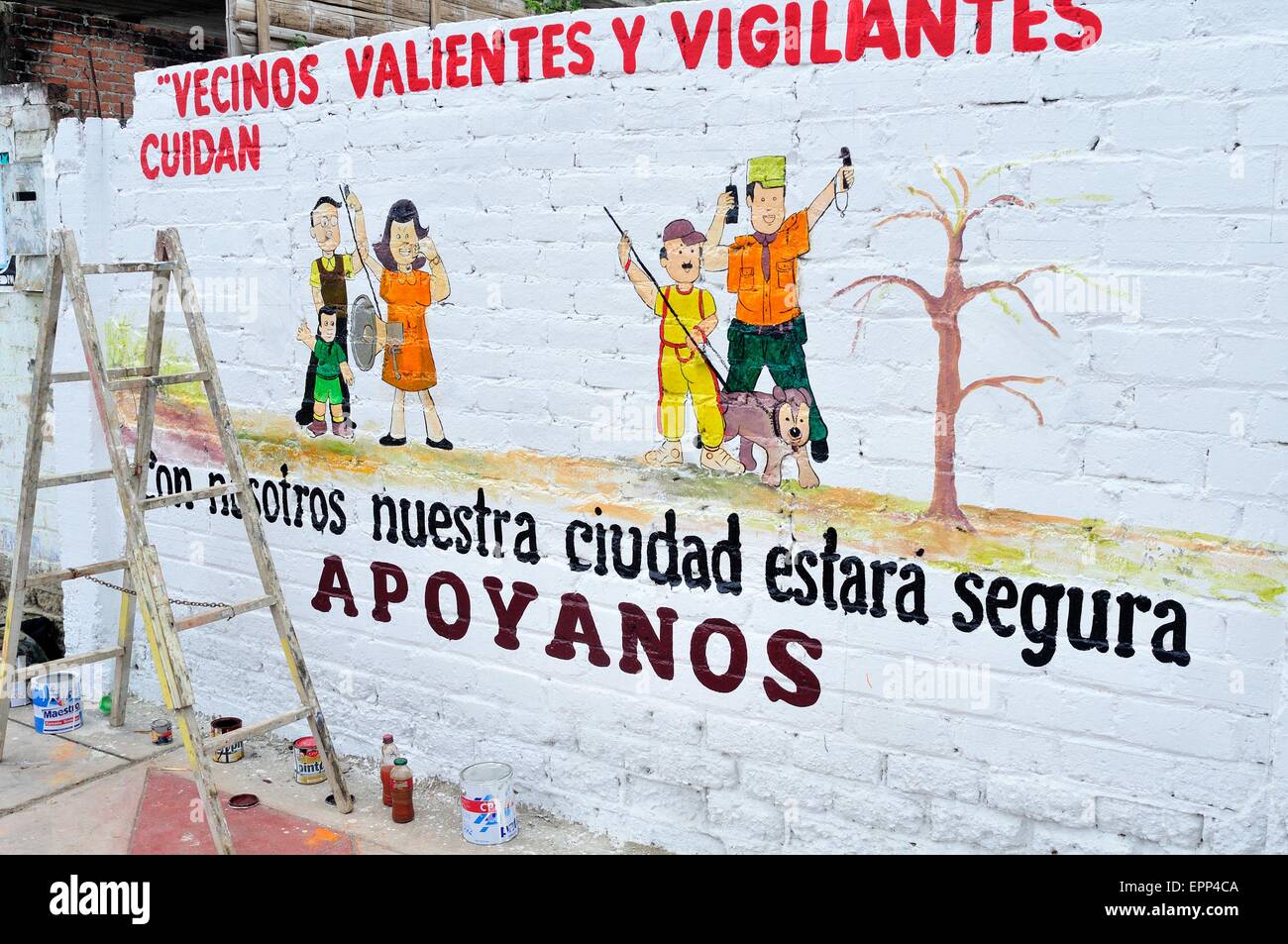 Citizen security wall painting in PUERTO PIZARRO . Department of Tumbes ...