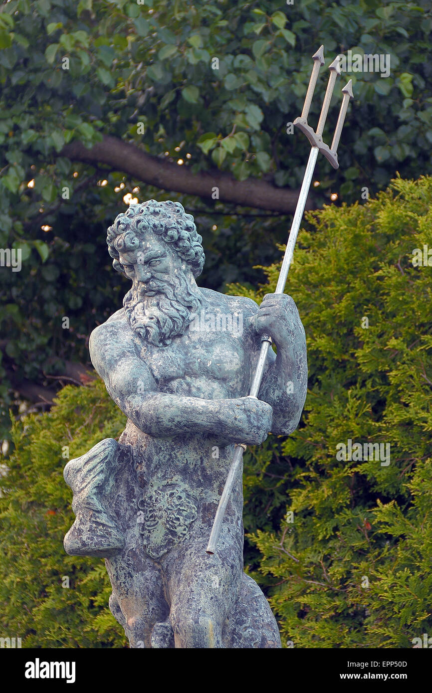Awesome Poseidon statue with trident also known as Neptune Stock Photo ...
