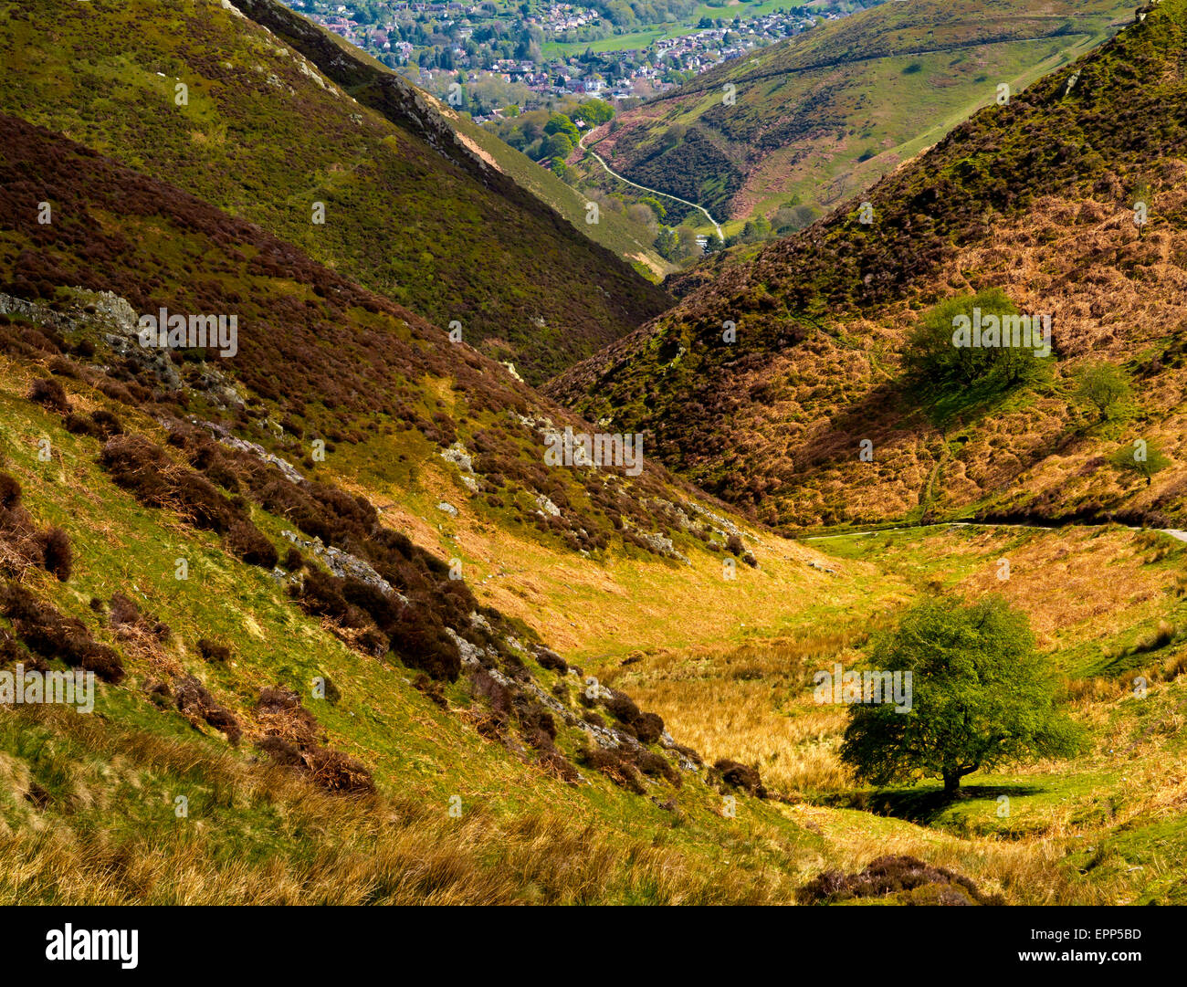 Carding Mill Valley on the Long Mynd looking towards Church Stretton in ...