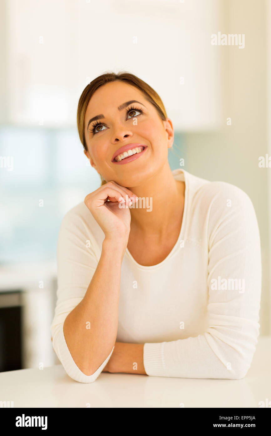 happy young woman looking up Stock Photo - Alamy