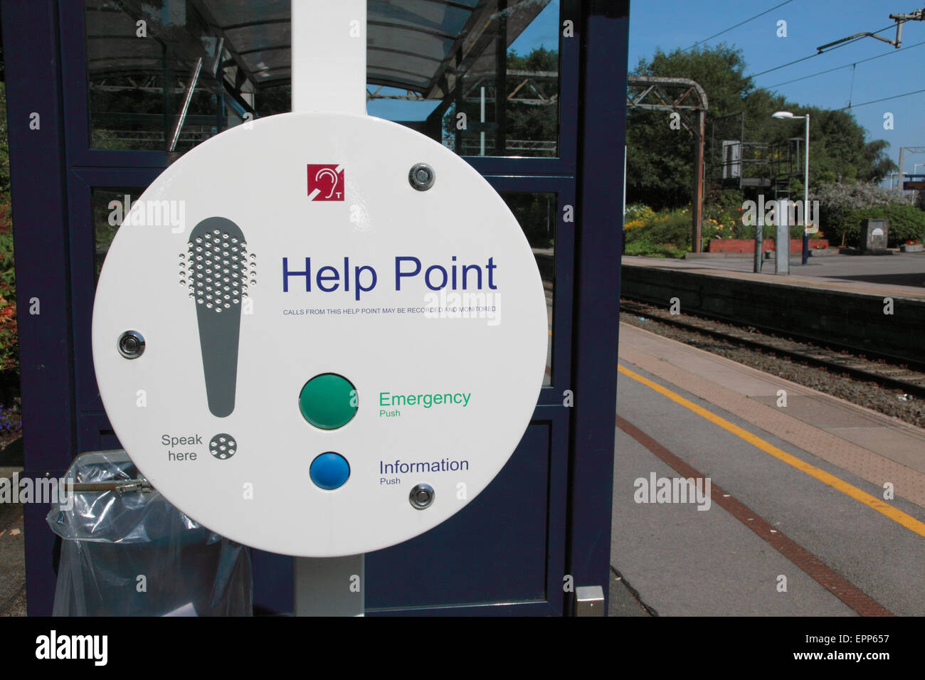 A Help Point at Kidsgrove station near Stoke on Trent, Staffordshire ...