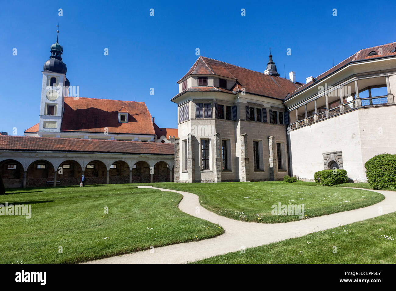 Czech Republic, UNESCO world heritage town, Telc castle garden Stock ...