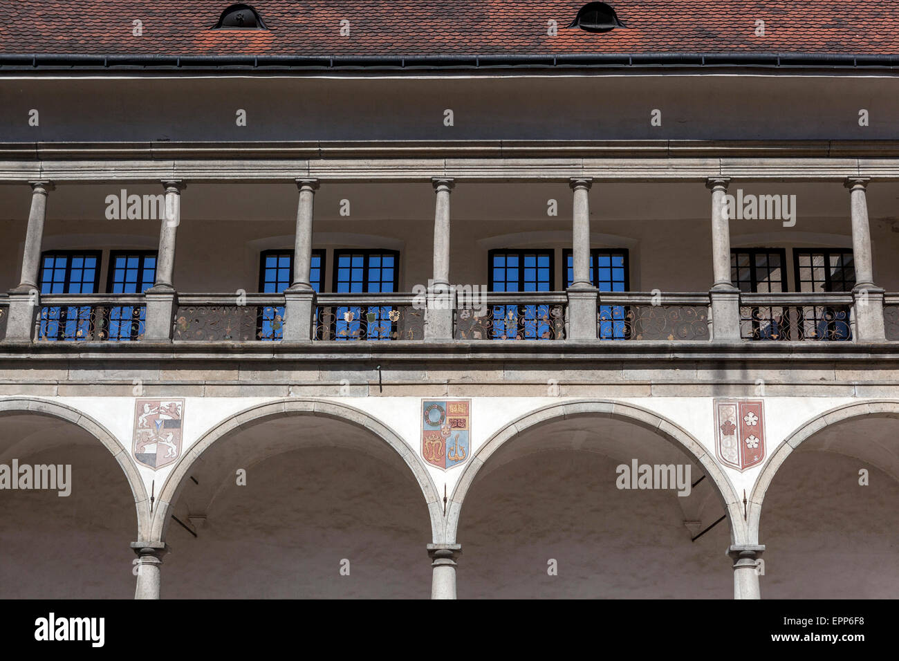 Telc Castle, renaissance courtyard, Telc Czech Republic Stock Photo - Alamy