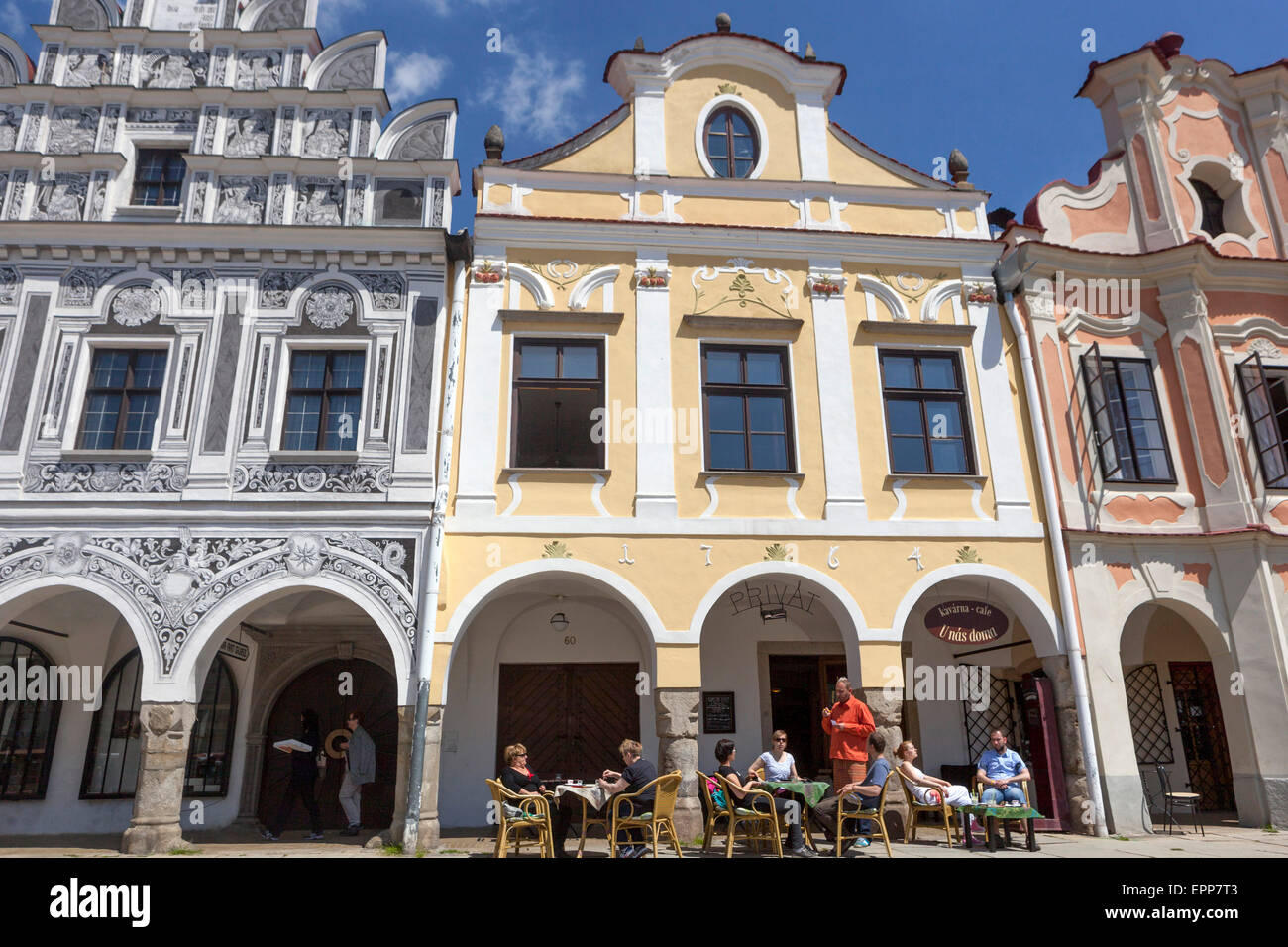 Telc, Czech Republic, UNESCO world heritage town, main square, facade ...