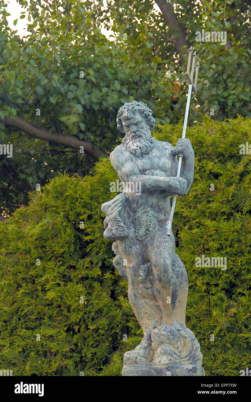 Awesome Poseidon Statue with trident also known as Neptune Stock Photo ...