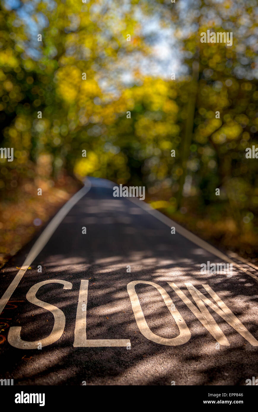 Slow sign painted on the road hi-res stock photography and images - Alamy