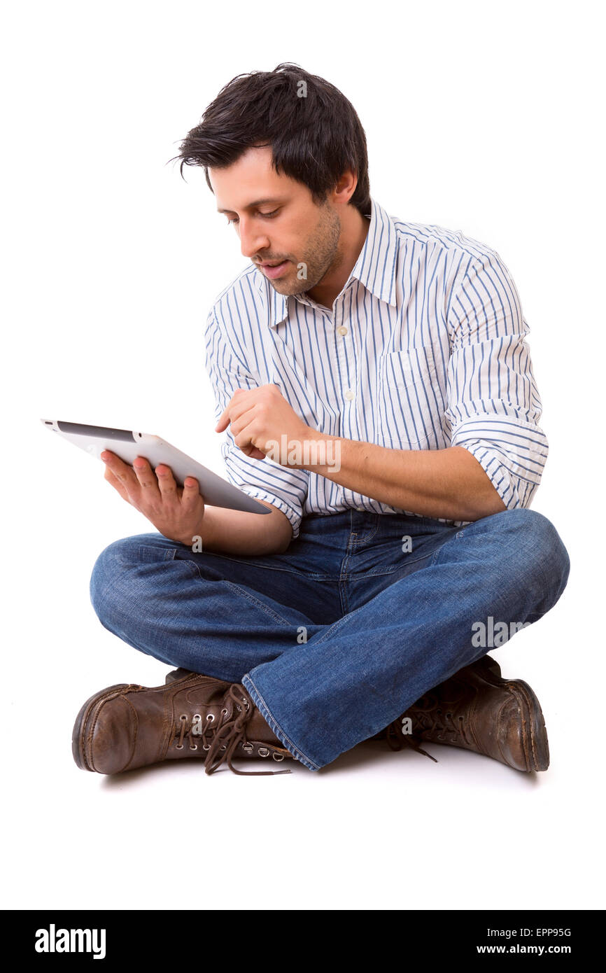 Businessman using tablet mobile Cut Out Stock Images & Pictures - Alamy