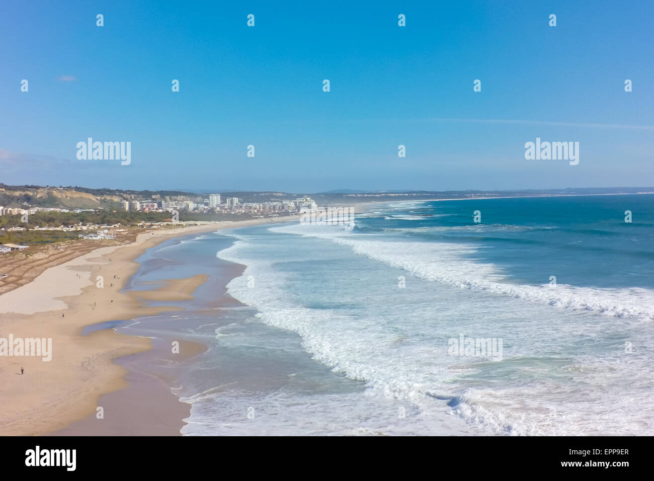 Aerial view of costa caparica coast beach in Lisbon, Portugal Stock ...
