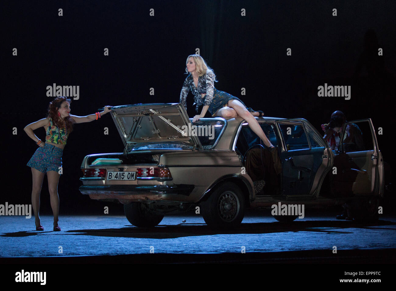London, UK. 18 May 2015. L-R: Clare Presland as Mercedes and Justina ...