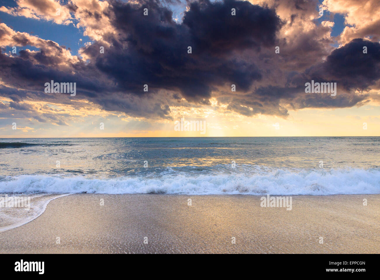 Sunset beach near Almeria. Cabo de Gata Nijar Natural Park, Almería ...