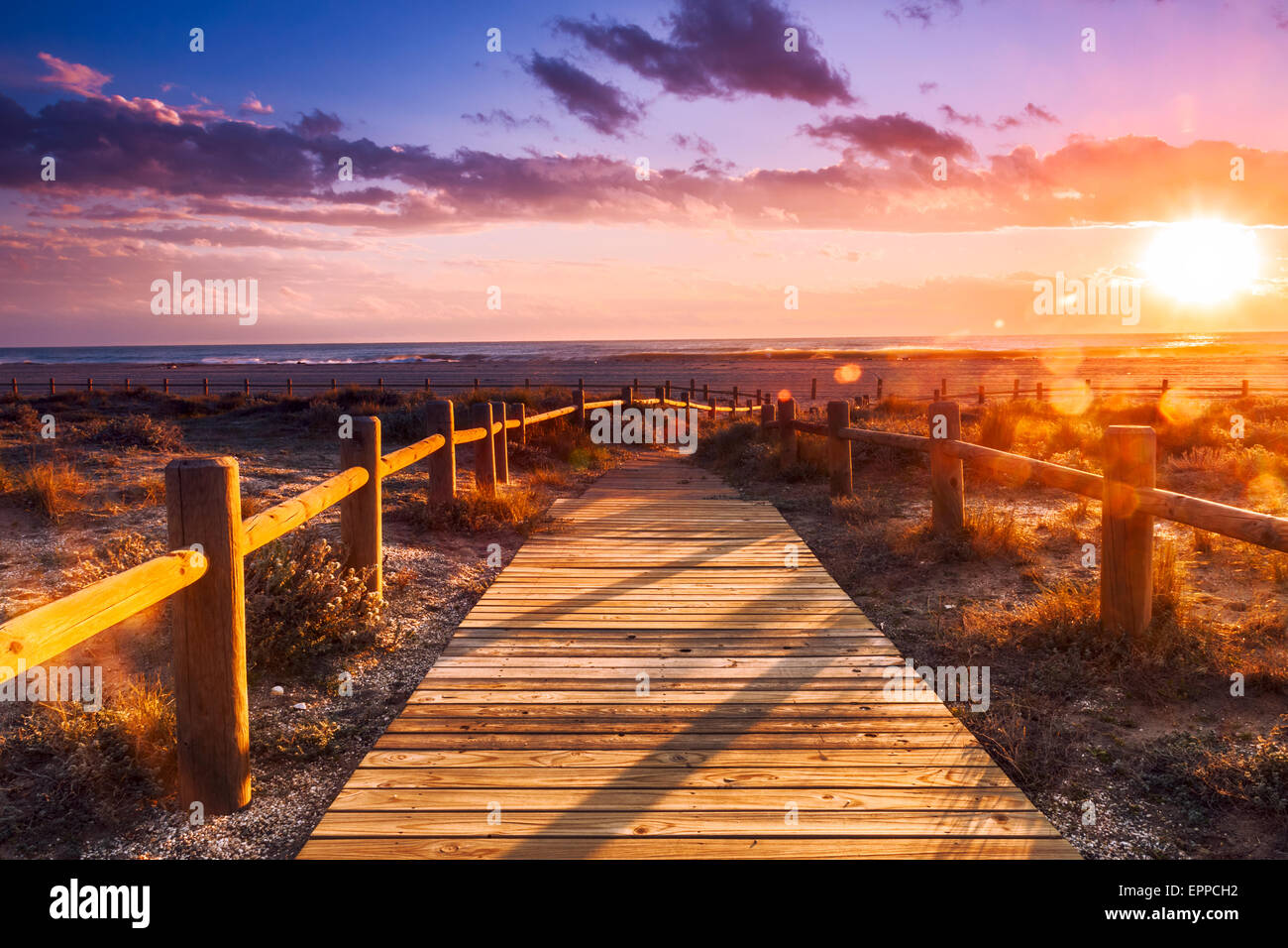 Sunset beach near Almeria. Cabo de Gata Nijar Natural Park, Almería ...