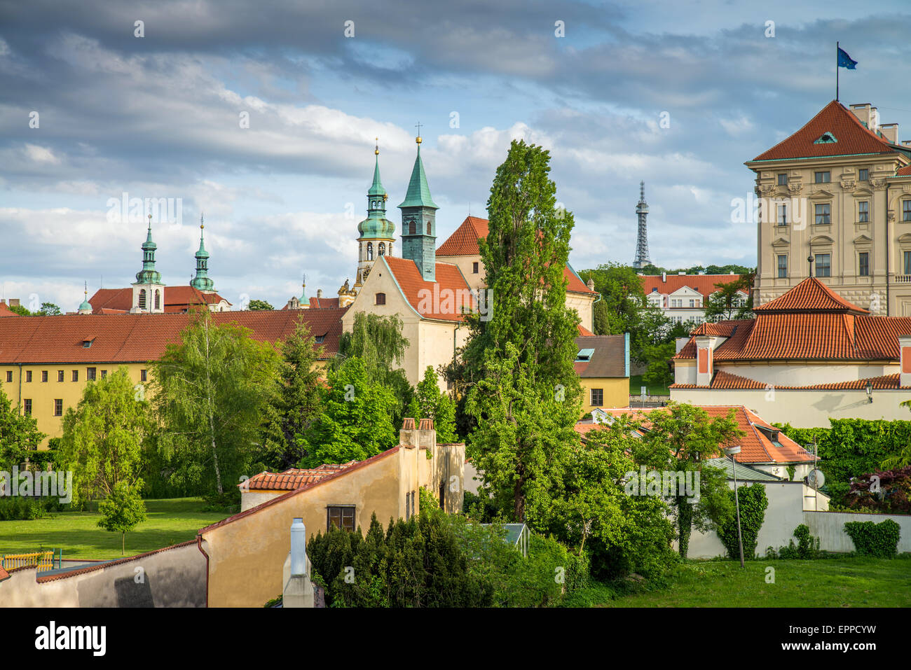 Petrin Tower on the Petrin hill, Prague, Czech republic, Europe Stock ...